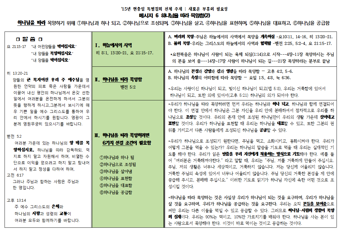 성경진리사역원(BTMK) | [2015년 현충일 특별집회] - M06 하나님을 따라 목양함(2)